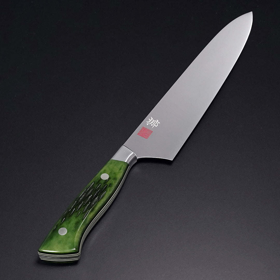 Nenohi Nagi Gyuto Knife 210mm (8.2") Green Jigged Bone Handle — MTC Kitchen