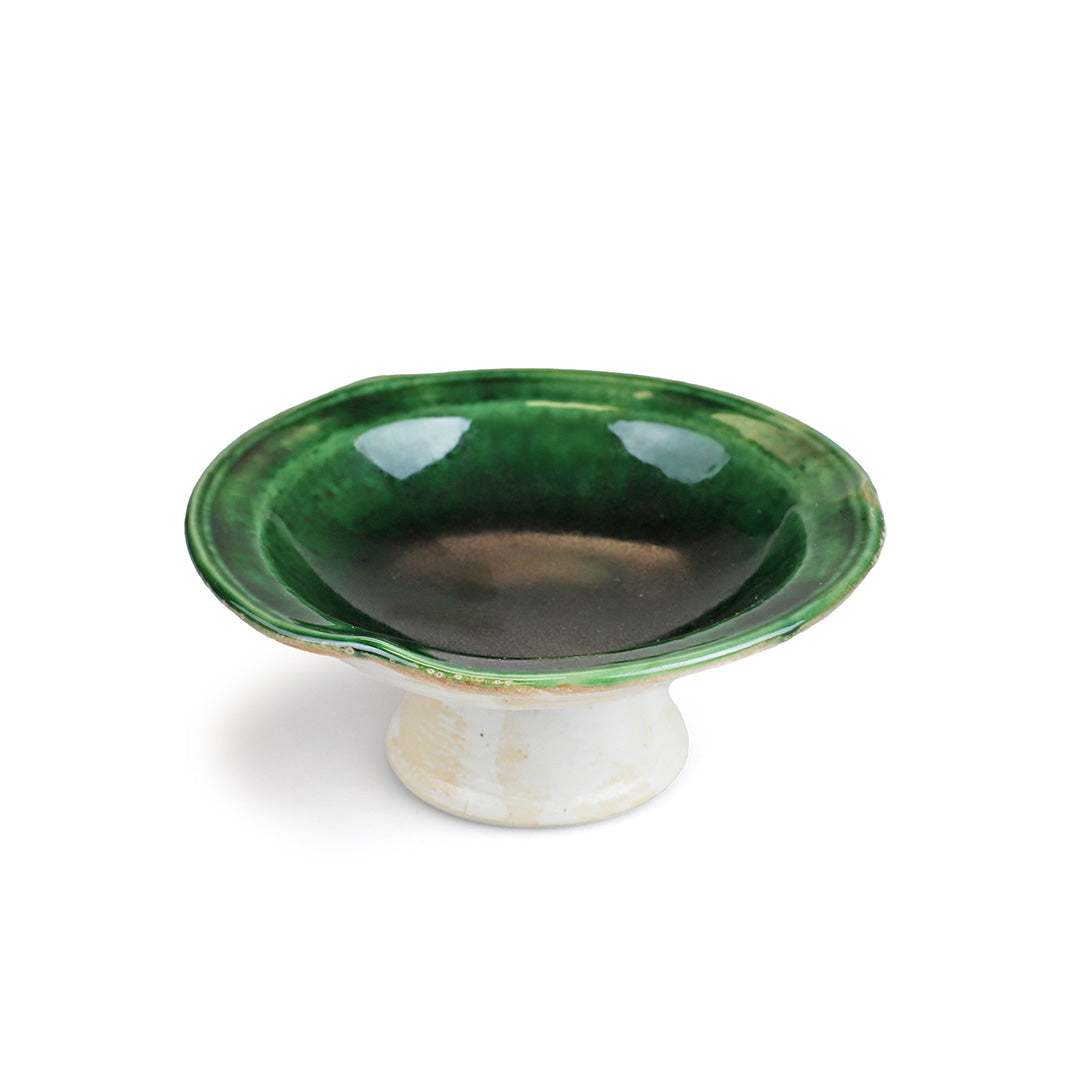 Oribe Green & White Kobachi Dish with Stand 4.9" dia — MTC Kitchen