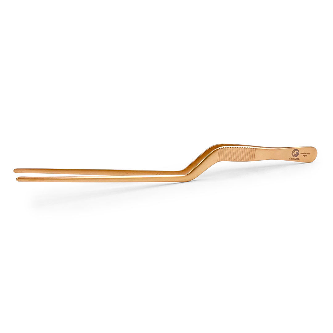Chef Tongs Stainless Steel Offset Plating Tweezers 7.5" (190mm) - Pink ...