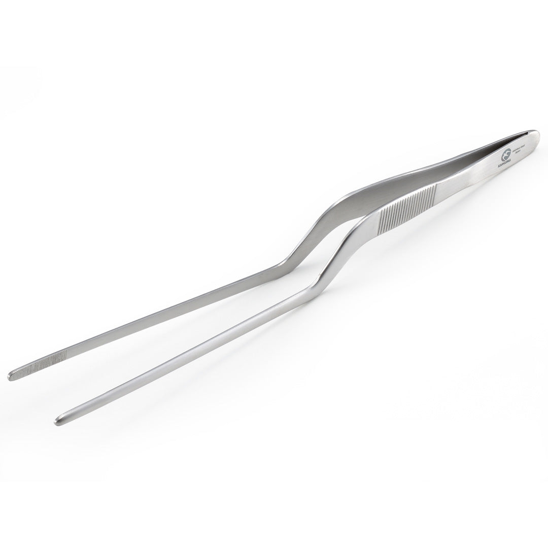 Chef Tongs Stainless Steel Offset Plating Tweezers 9.4" (240mm) — MTC ...