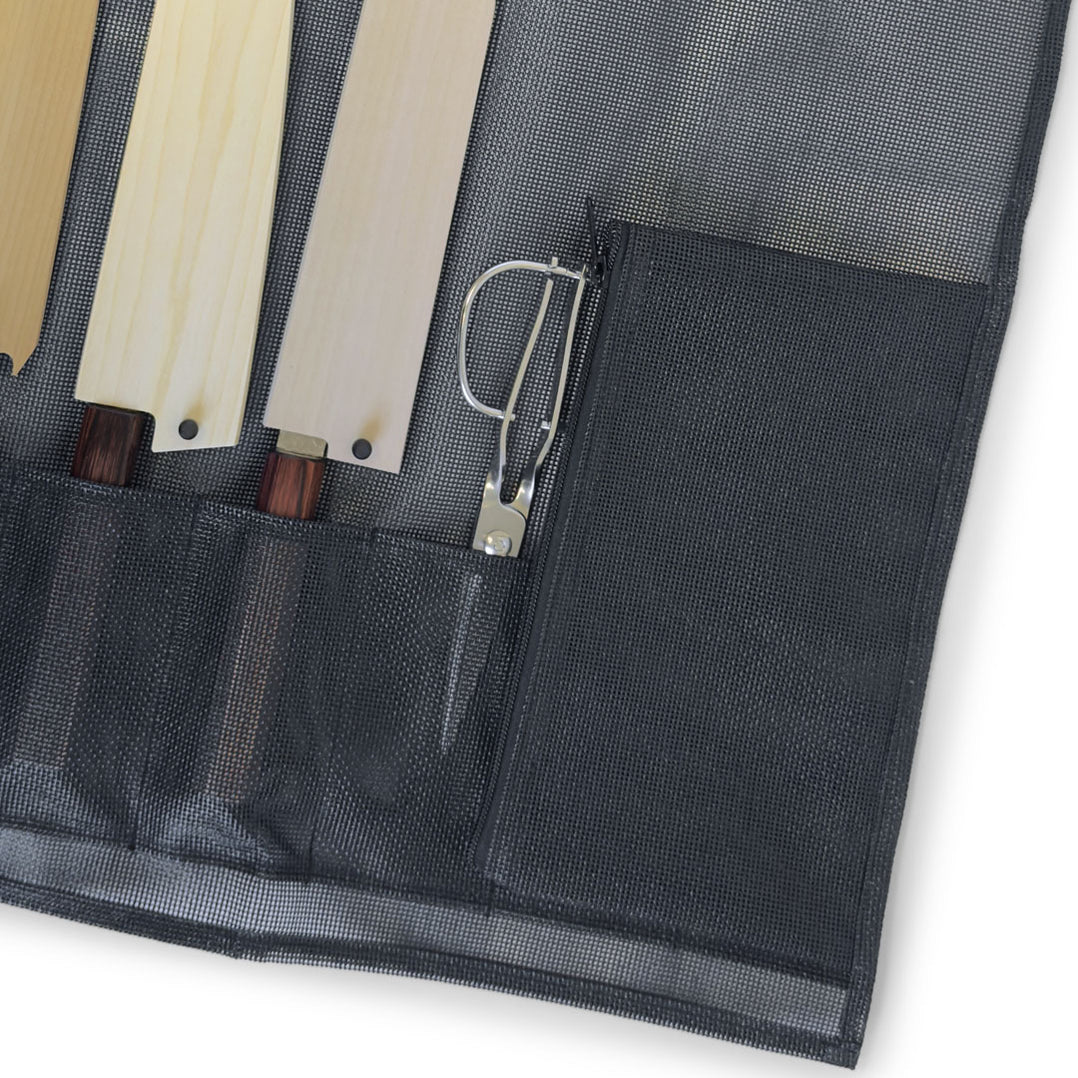Mesh 6 Slots Knife Roll with Utility Pouch - Jet Black — MTC Kitchen