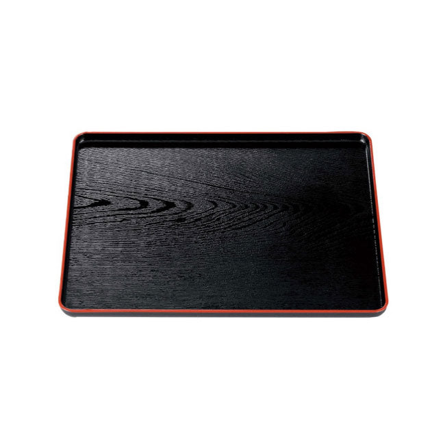 Non-slip Black Rectangular Serving Tray with Red Trim 13.2" x 10.25 ...