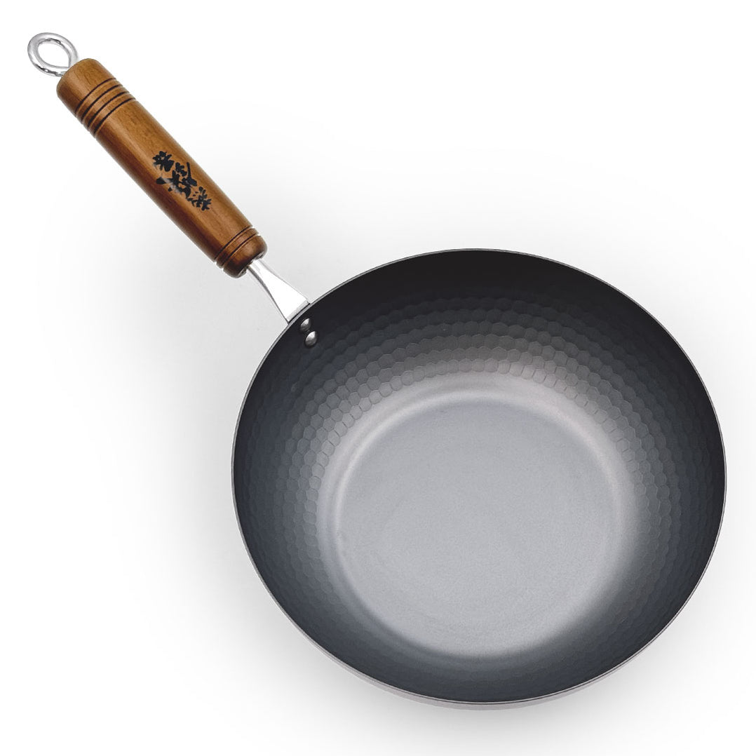 Summit Nitrogen Hardened Iron Beijing Flat-Bottom Wok Pan Hammered 8.7 ...