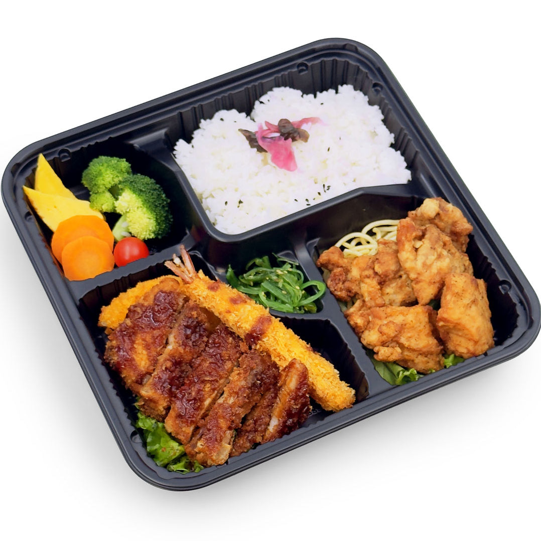 TZ-307 PP Black Takeout Bento Box 10.4" x 10.4" (100/case) — MTC Kitchen