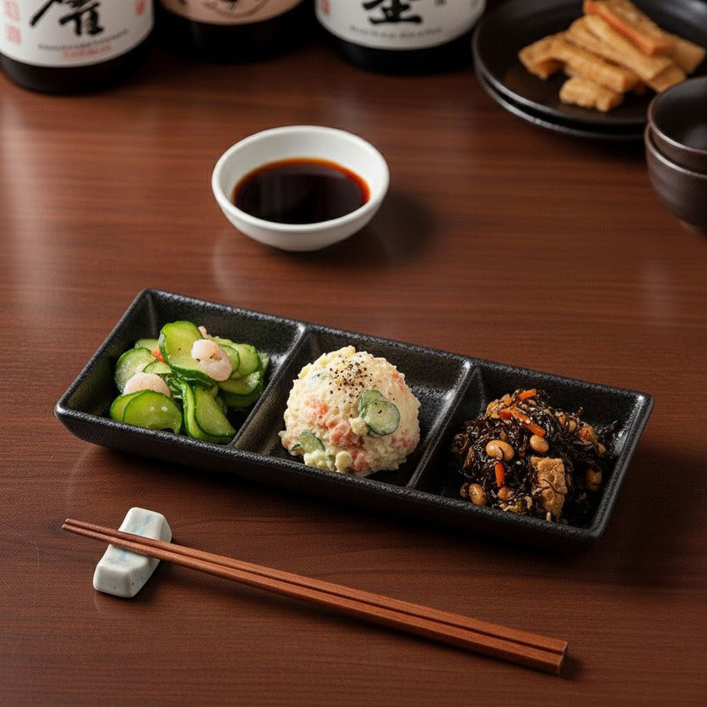 [Clearance] 3 Compartment Melamine Black Grainy Condiment Dish 7.7" x ...
