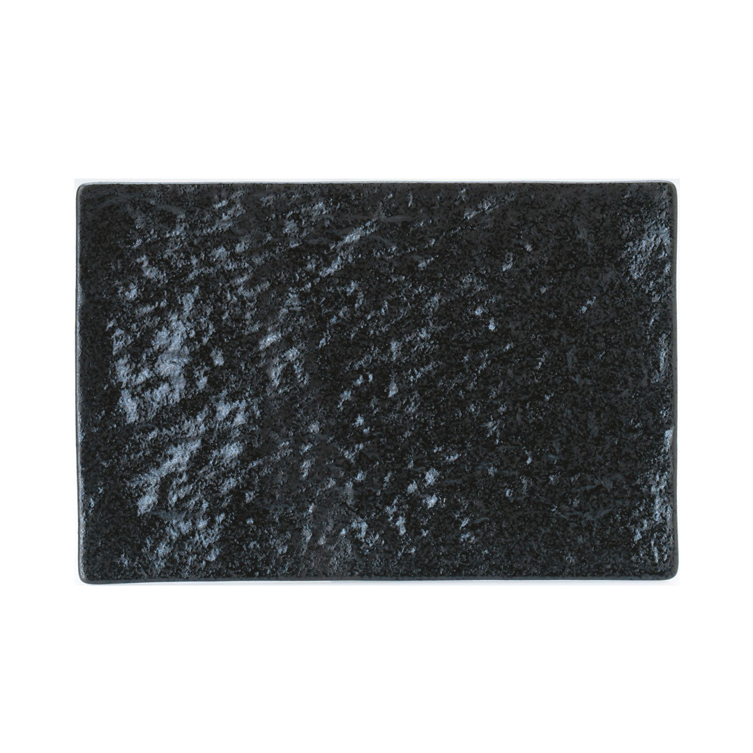 Porcelain Petra Black Flat Rectangular Dinner Plate 9.6" x 6.3" — MTC ...
