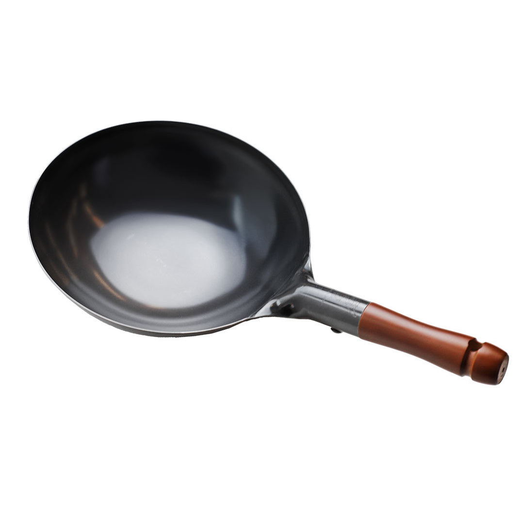 Summit Iron Beijing Round-Bottom Wok Stir Fry Pan 10.6" dia with Woode ...