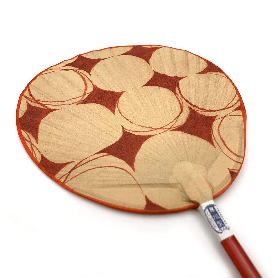Patterned Shibu Uchiwa Aka Fan with Wooden Handle 7.7" x 14.75" — MTC ...