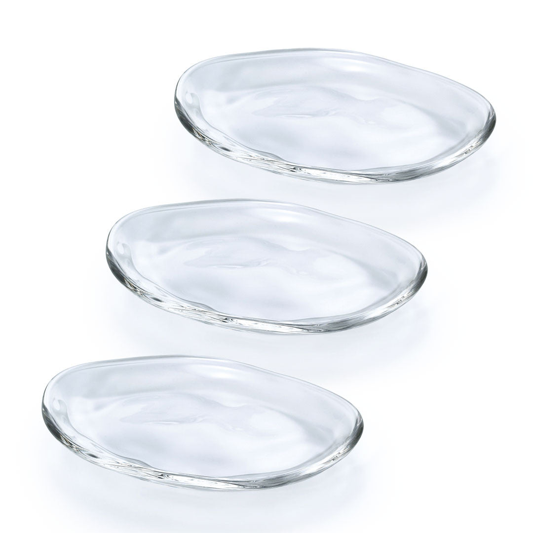 Organic Shaped Glass Appetizer Plate 5.8" x 3.75" (Set of 3) — MTC Kitchen